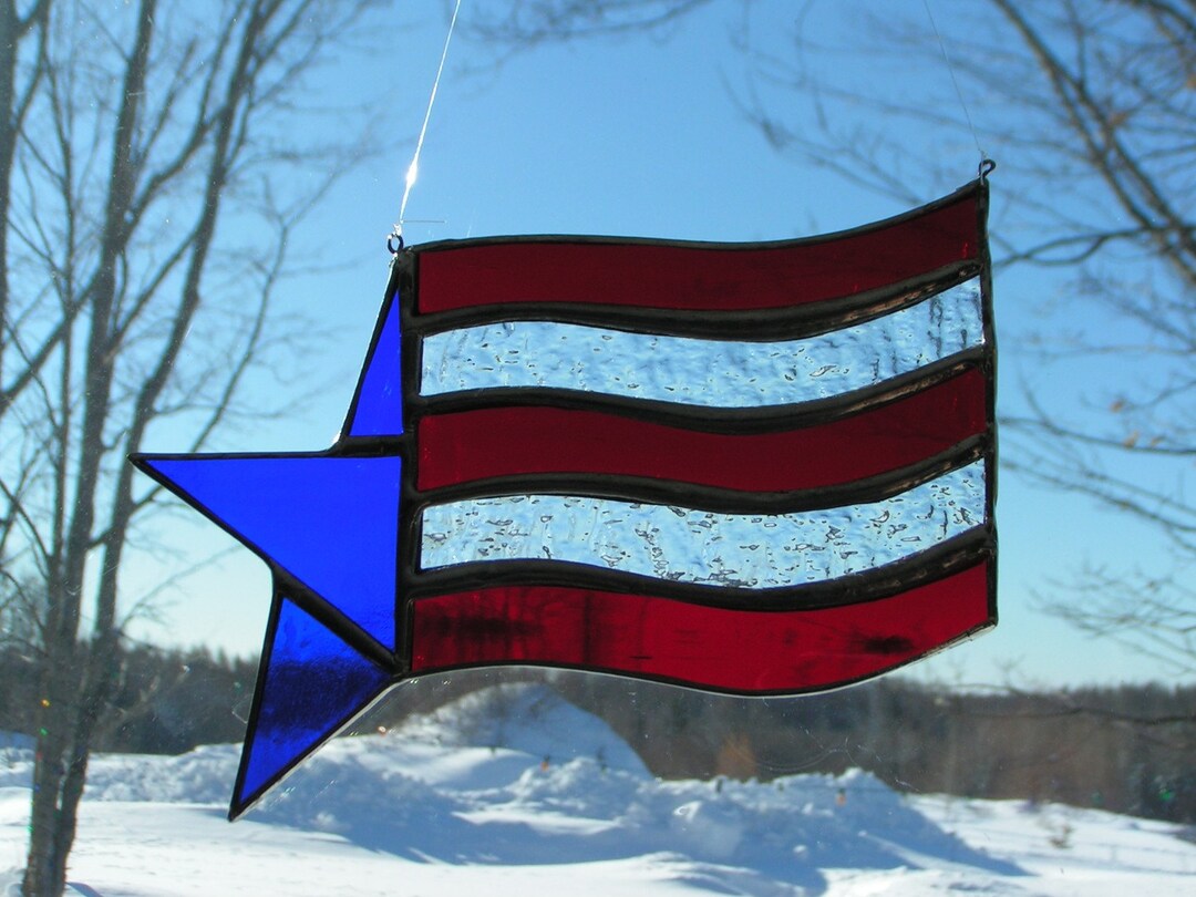 American Flag Stained Glass Suncatcher - Etsy