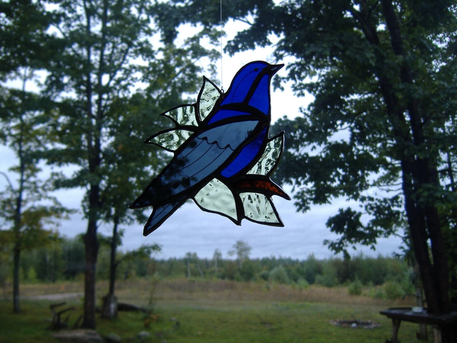 Purple Martin/leaves Stained Glass Suncatcher - Etsy