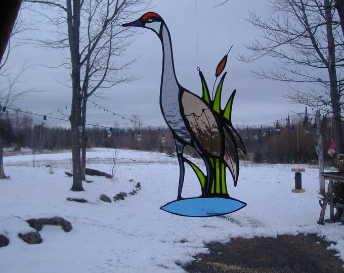 Sandhill Crane Stained Glass Suncatcher - Etsy
