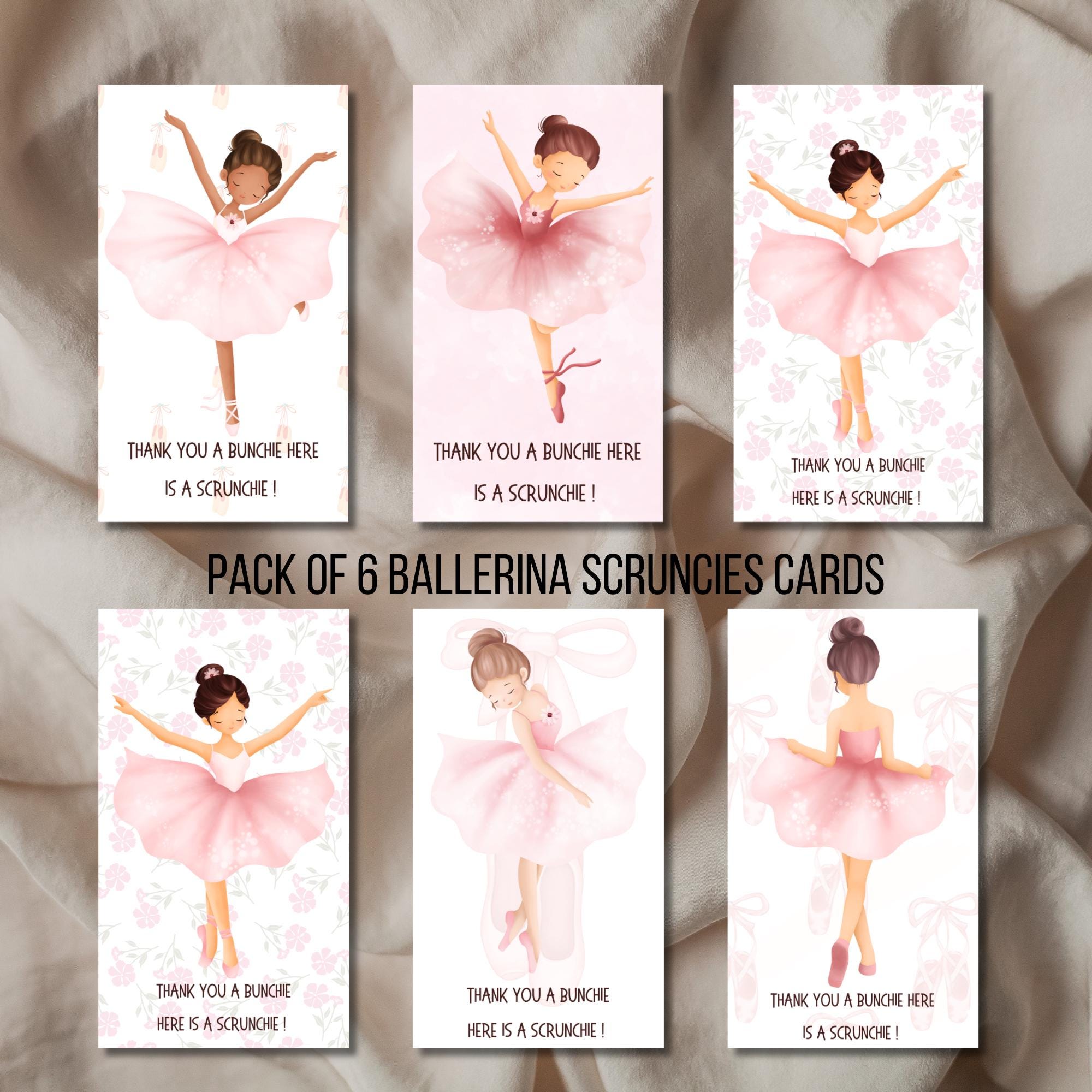 Ballerina Scrunchie Tag Template,ballet Birthday Scrunchie Card,dancer ...