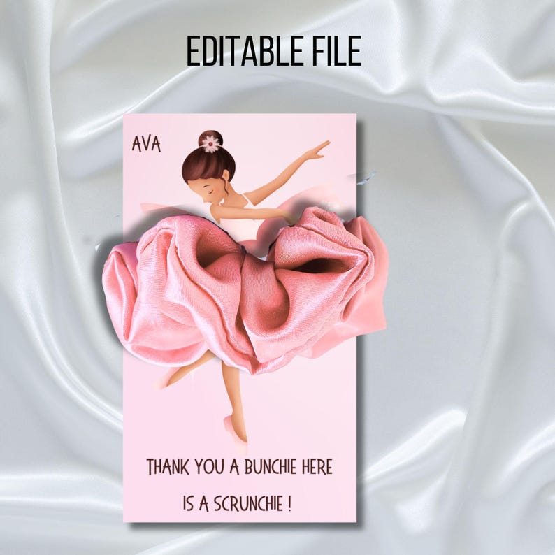 Ballerina Scrunchie Tag Template,ballet Birthday Scrunchie Card,dancer ...