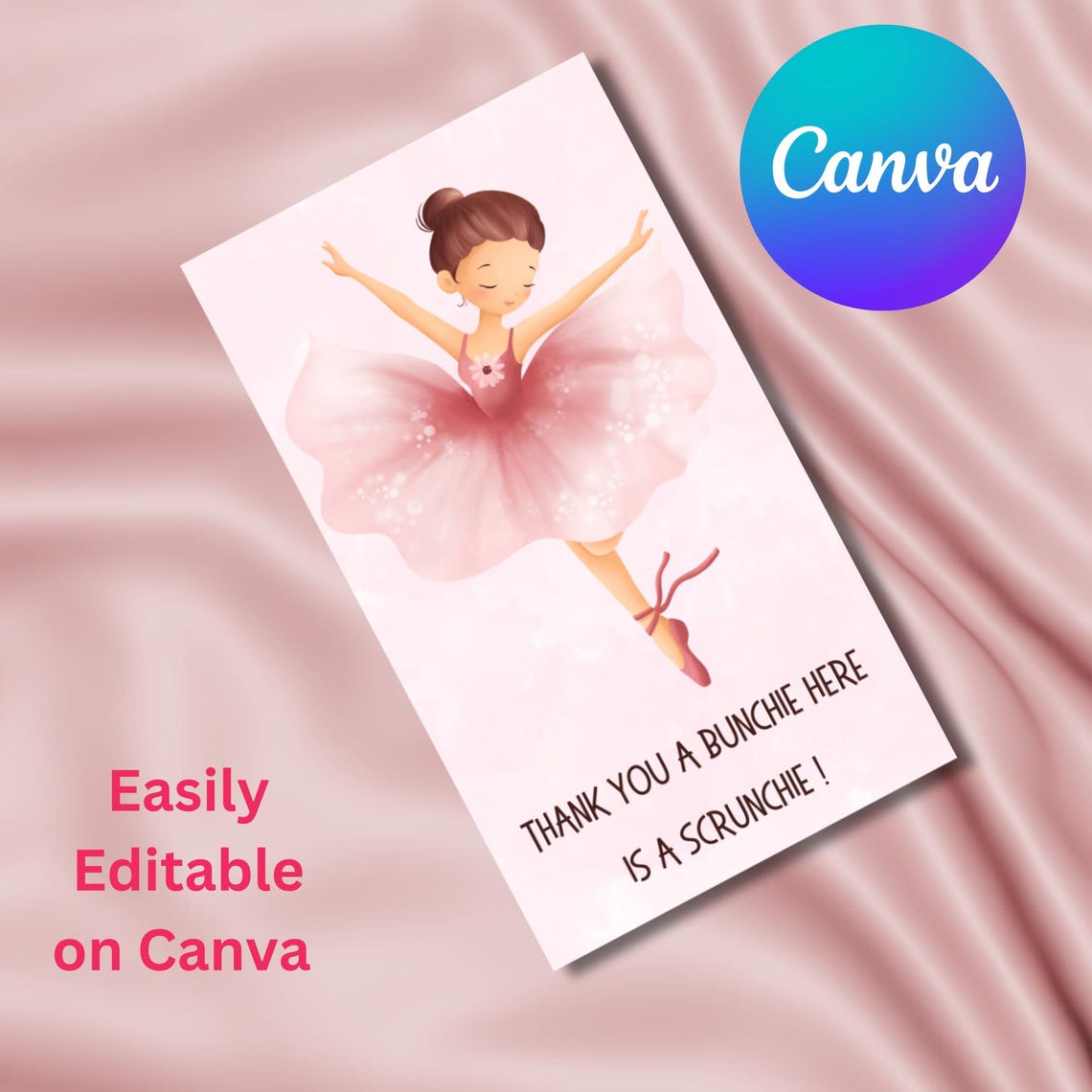 Ballerina Scrunchie Tag Template,ballet Birthday Scrunchie Card,dancer ...