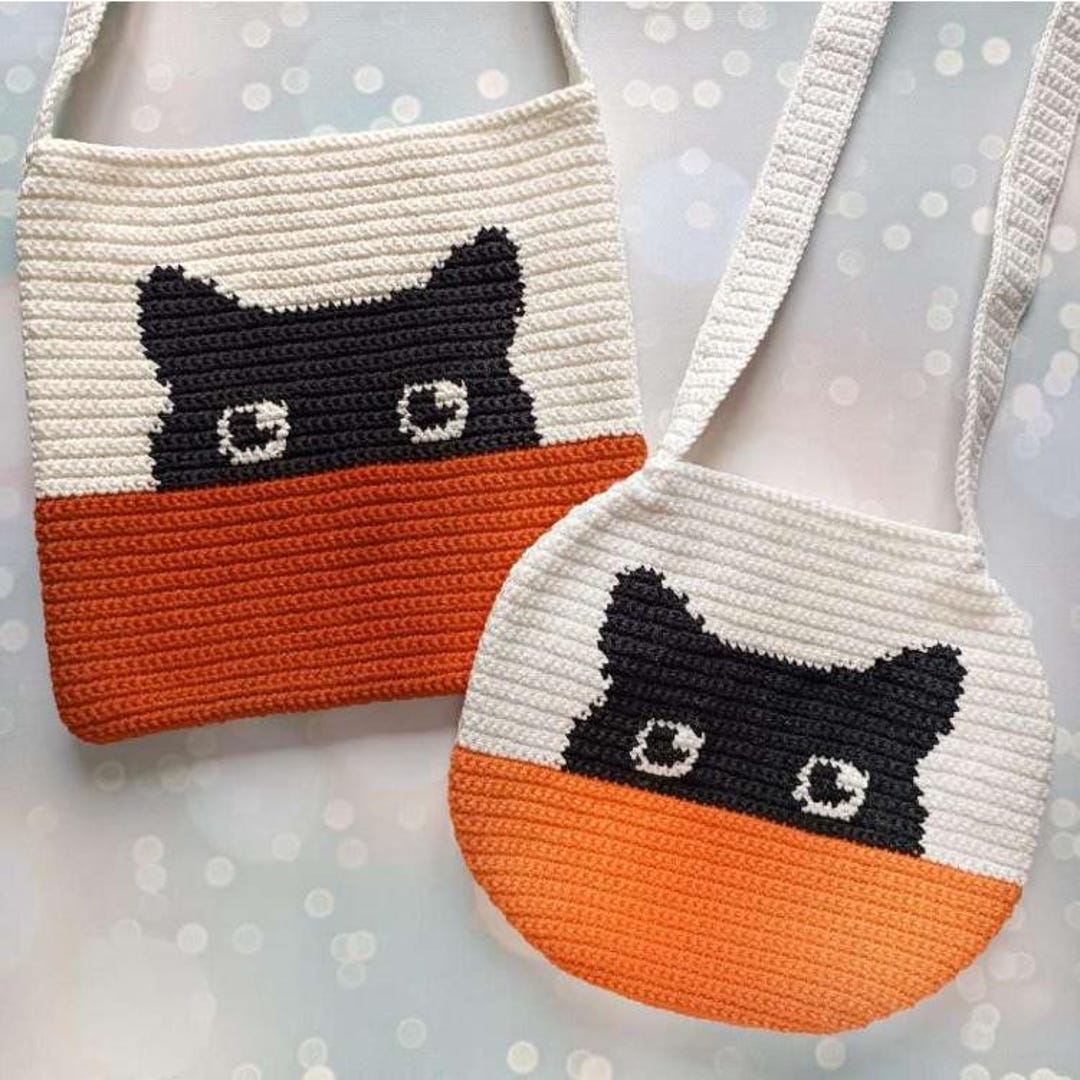 Crochet Cat Bag Pattern (PDF) - Cute Animal Face Tote & Crossbody Bag ...