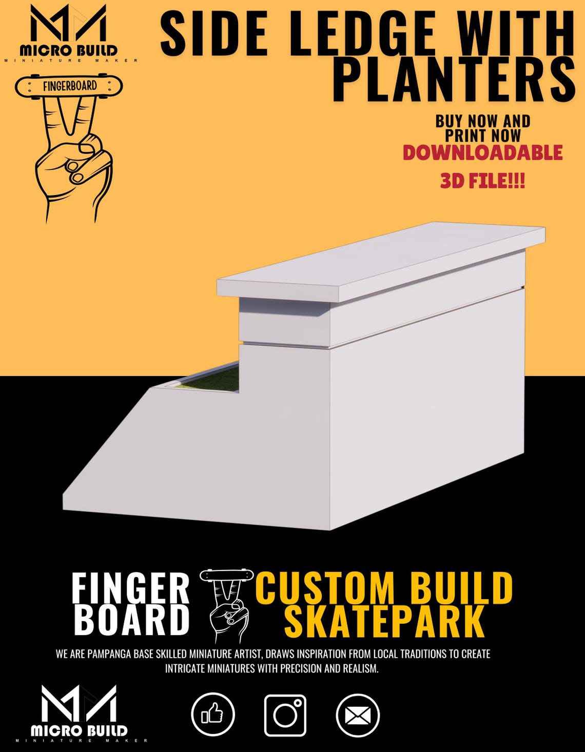 Fingerboard Side Ledge With Planters - Etsy