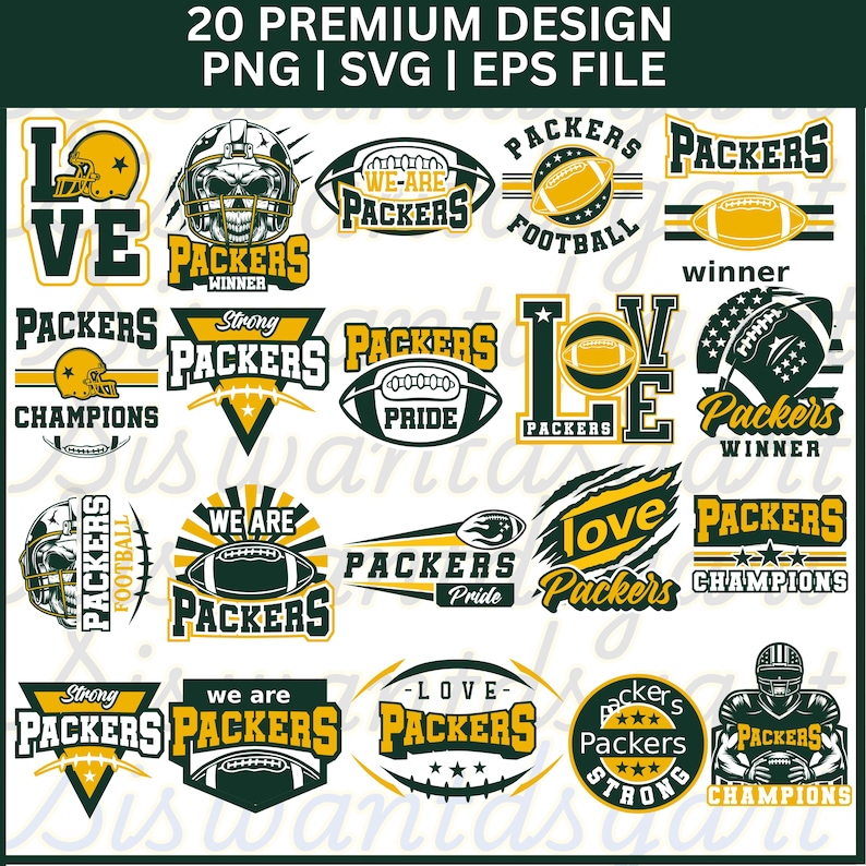 Packers SVG PNG 20 Bundle, Cutfile Cricut, Packers Silhouette, Packers ...