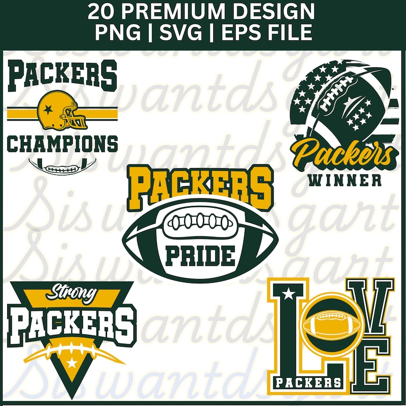 Packers SVG PNG 20 Bundle, Cutfile Cricut, Packers Silhouette, Packers ...