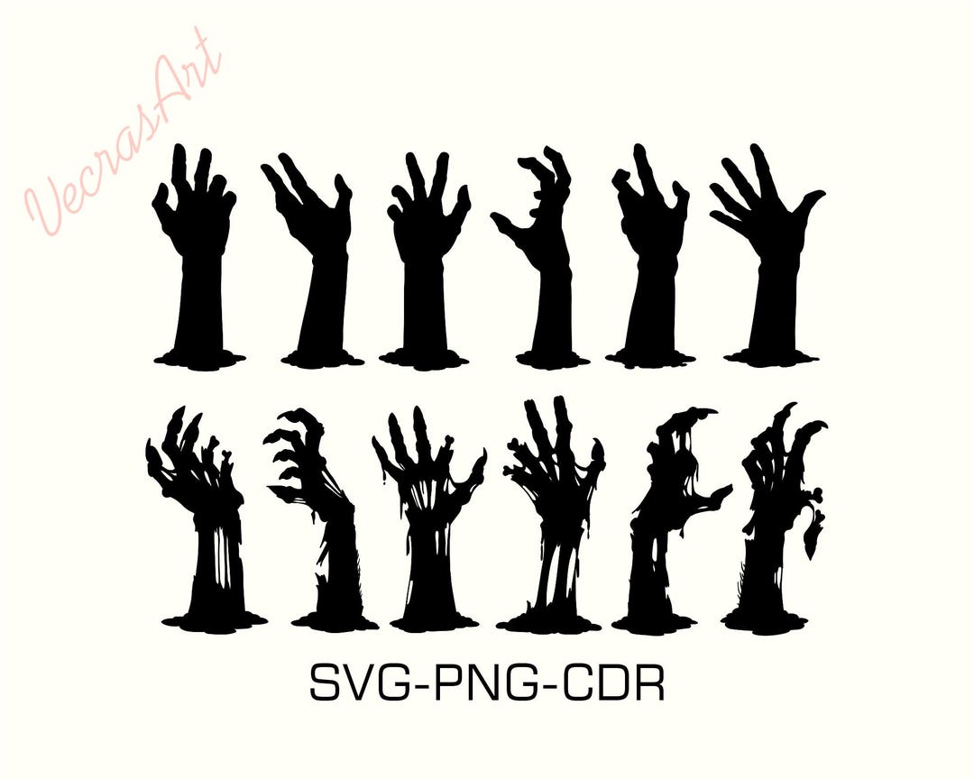 Creepy Halloween Hand SVG PNG CDR – Zombie Hand Clipart for Cricut ...