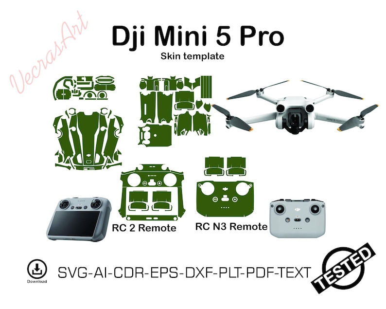 DJI Mini 5 Pro Skin Vector Template | Vinyl Cutting File (digital ...