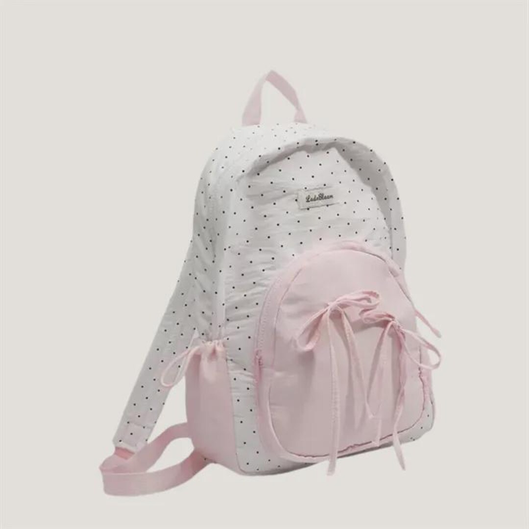 Polka Dot Lovely Pink Ribbon Decor Pouch School Backpack - Etsy