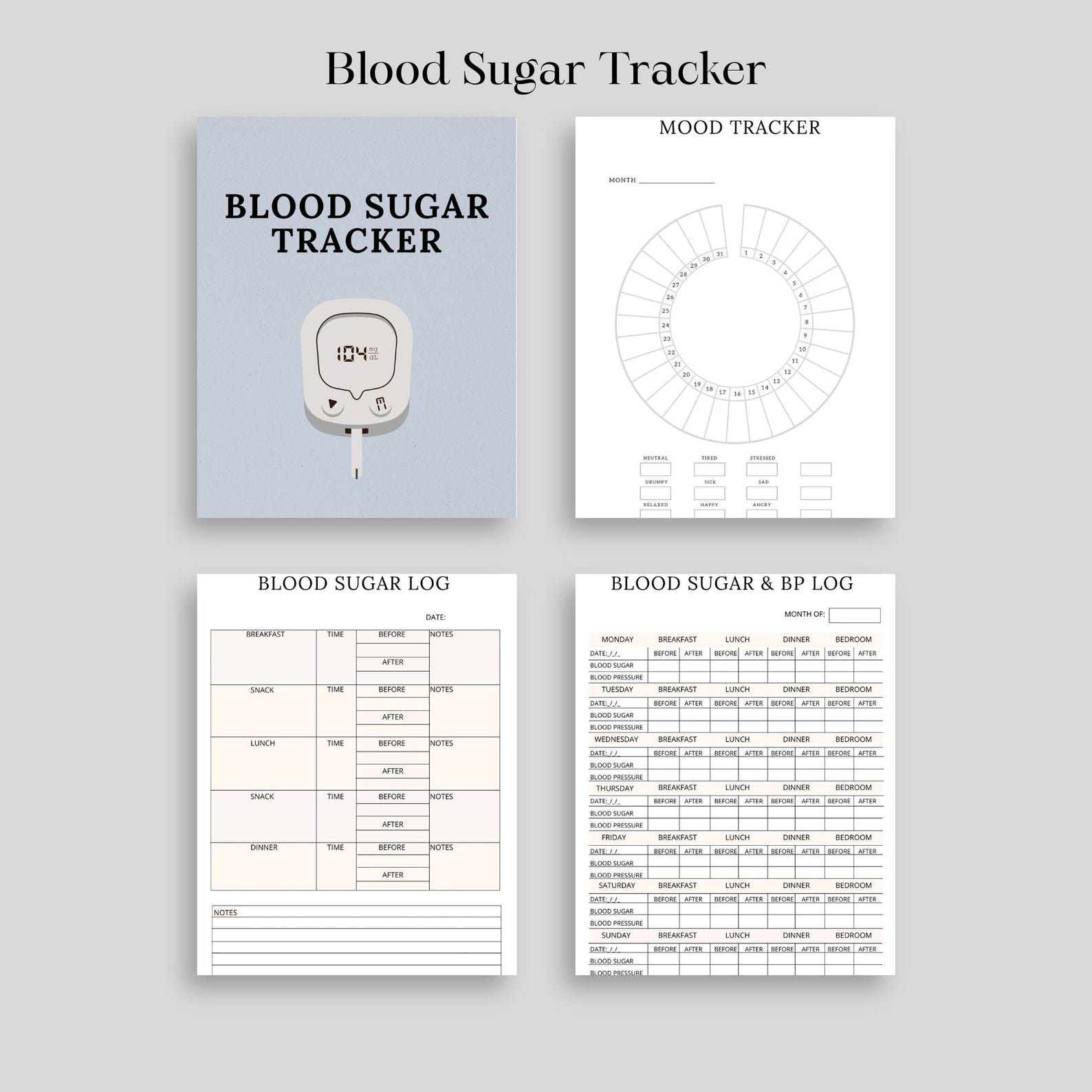 Blood Sugar Tracker, Printable, Glucose Tracker, Digital Wellness ...