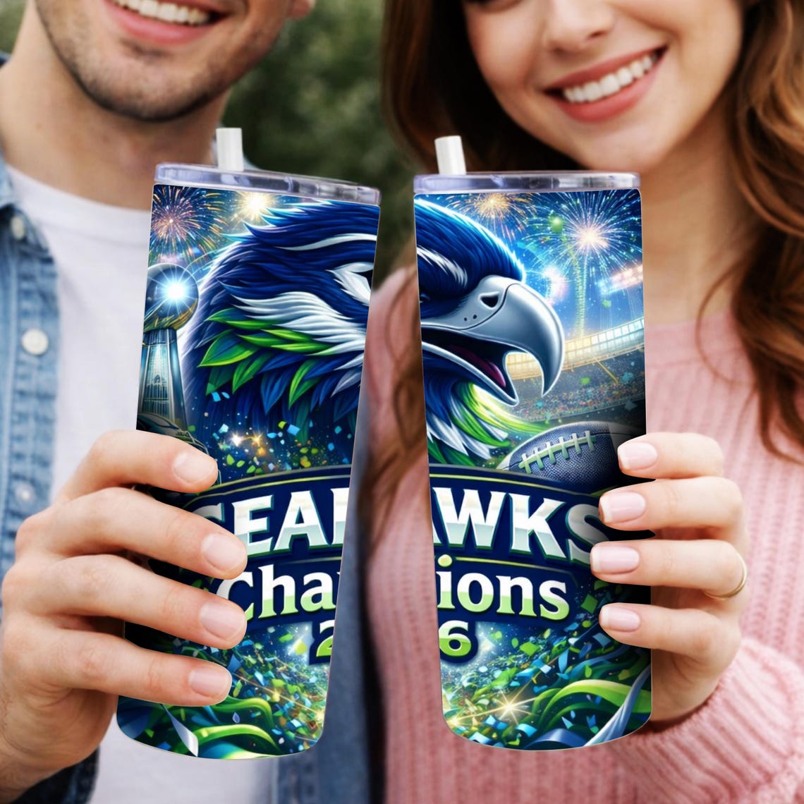 Seahawks Champions 2026, Seahawks Football 20oz Tumbler Wrap, Game Day ...