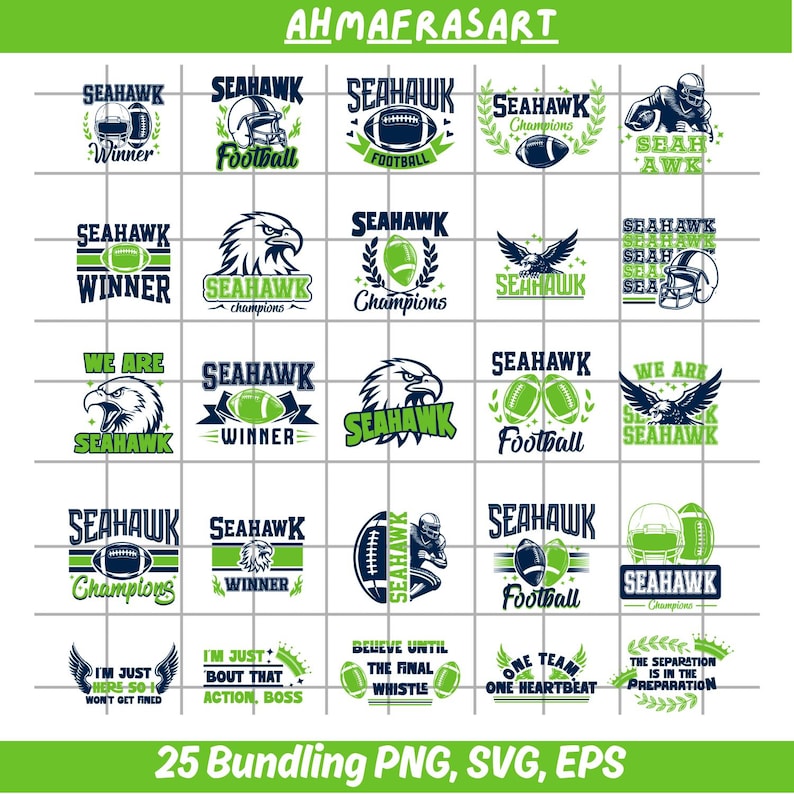 Seahawks Football SVG Bundle, T-shirt Design, Clip Art (digital ...