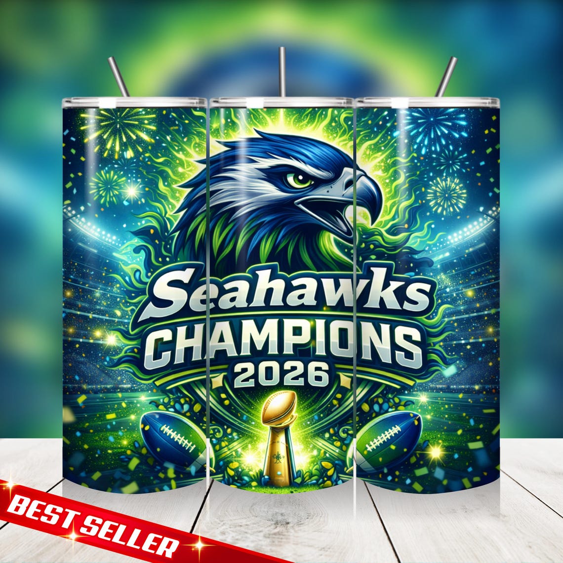Seahawks Champions 2026, Seahawks Football 20oz Tumbler Wrap, Game Day ...