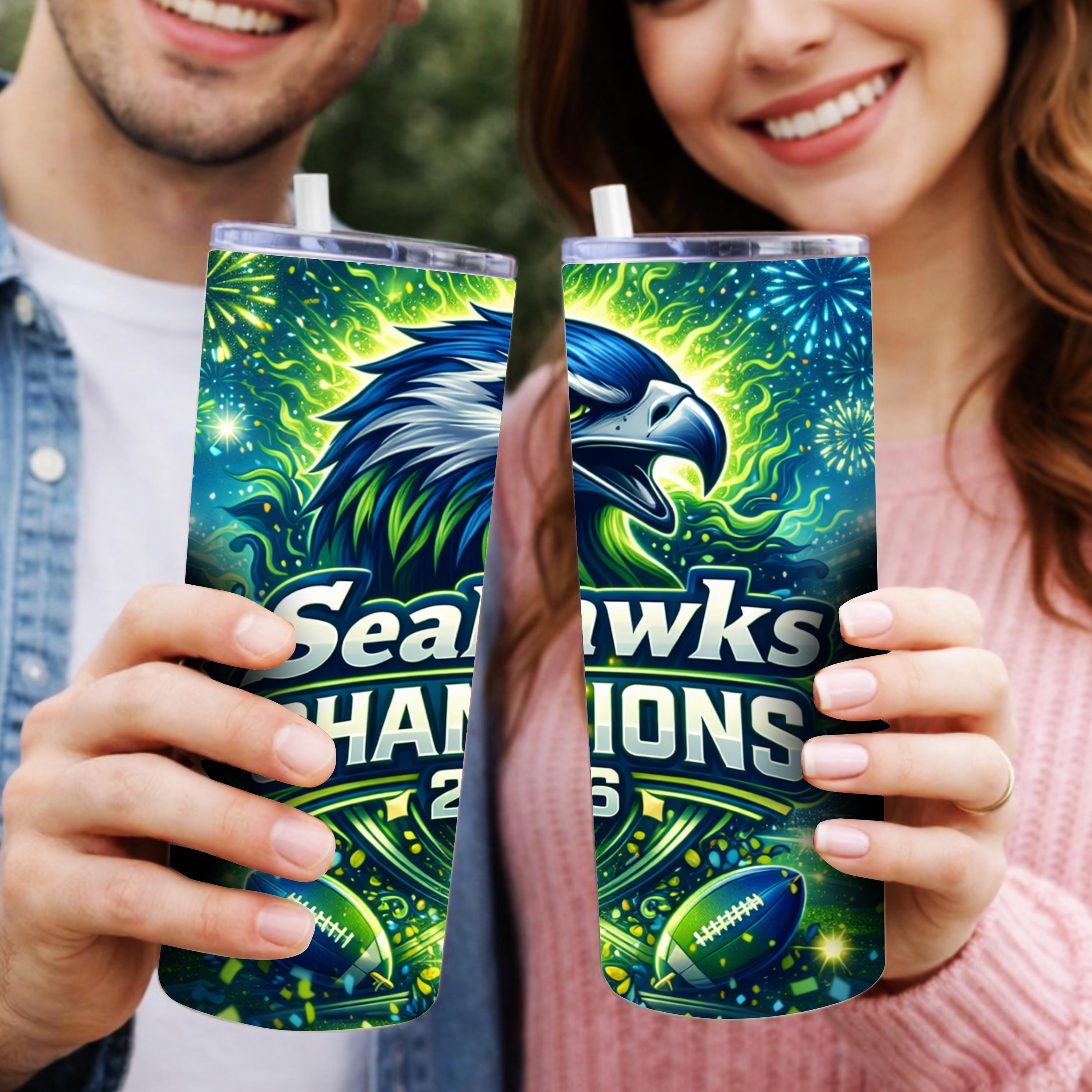 Seahawks Champions 2026, Seahawks Football 20oz Tumbler Wrap, Game Day ...