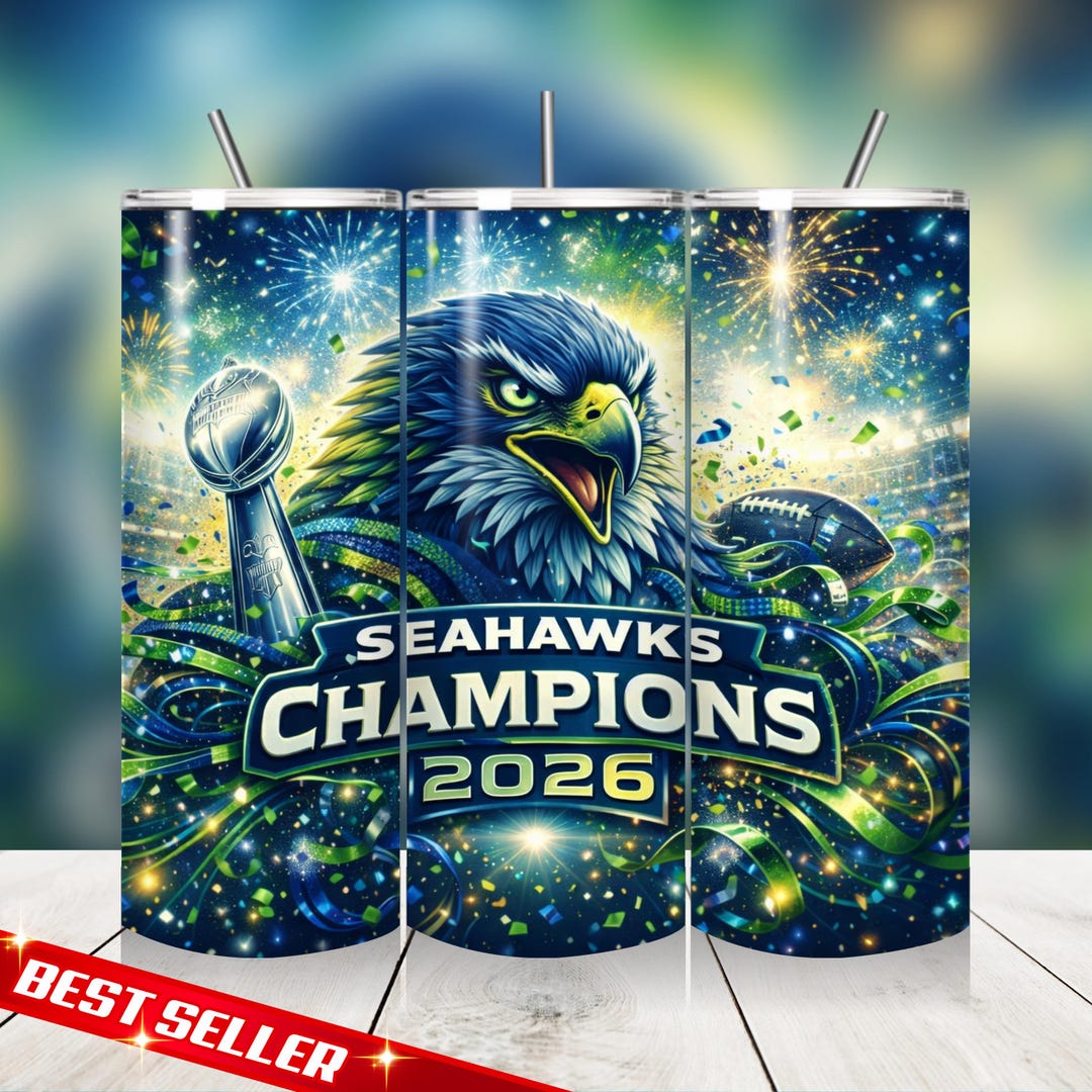 Seahawks Champions 2026, Seahawks Football 20oz Tumbler Wrap, Game Day ...