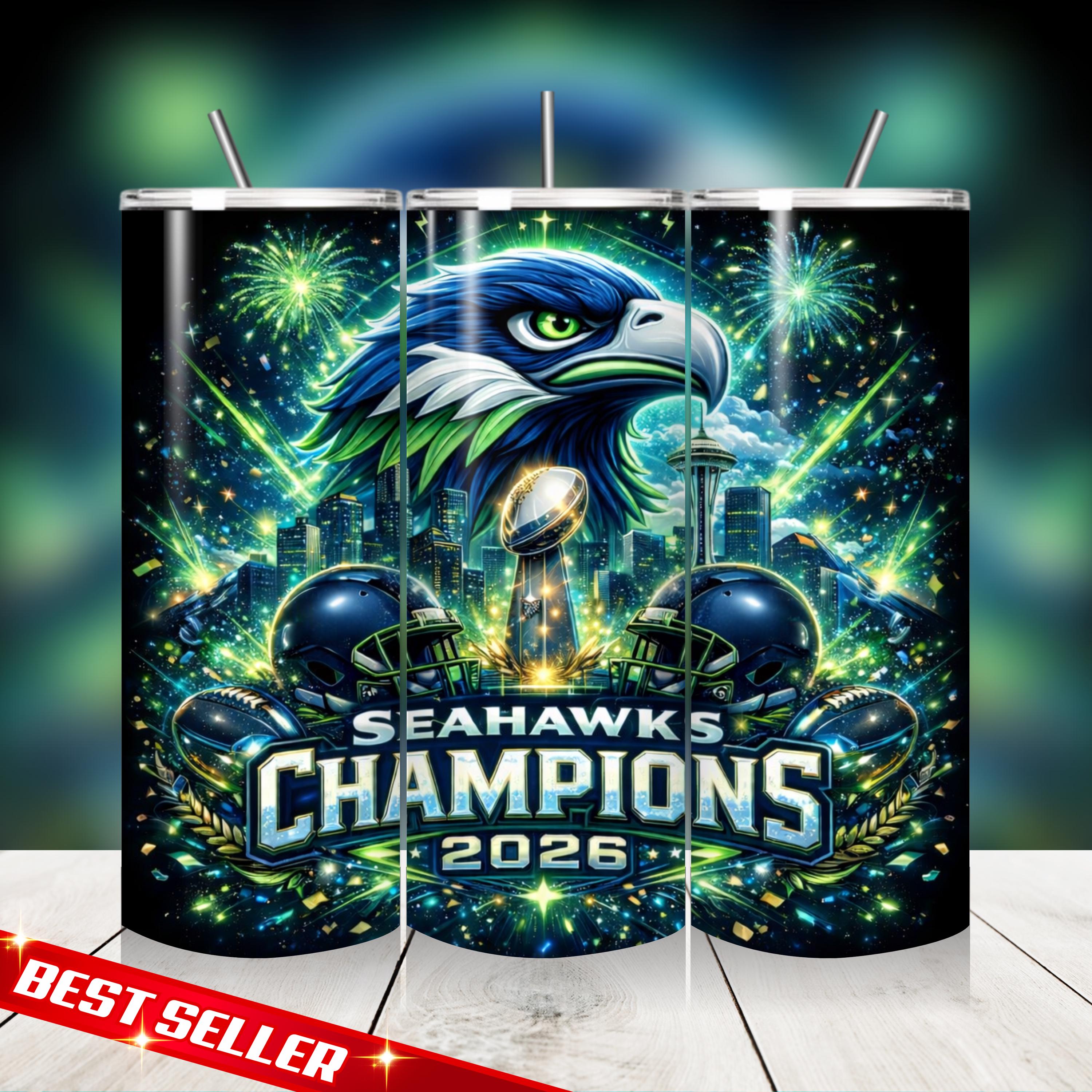 Seahawks Champions 2026, Seahawks Football 20oz Tumbler Wrap, Game Day ...