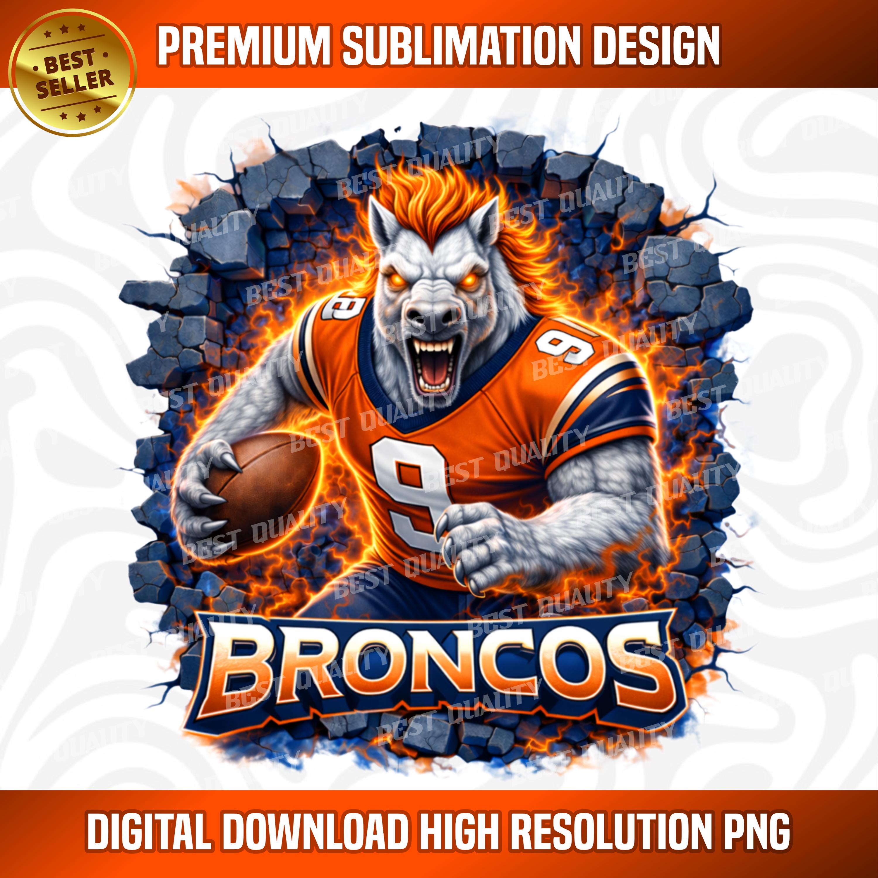 3D Broncos Football Mascot PNG, Retro Sport Clipart (digital Download ...