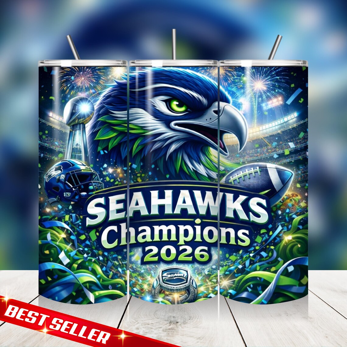 Seahawks Champions 2026, Seahawks Football 20oz Tumbler Wrap, Game Day ...