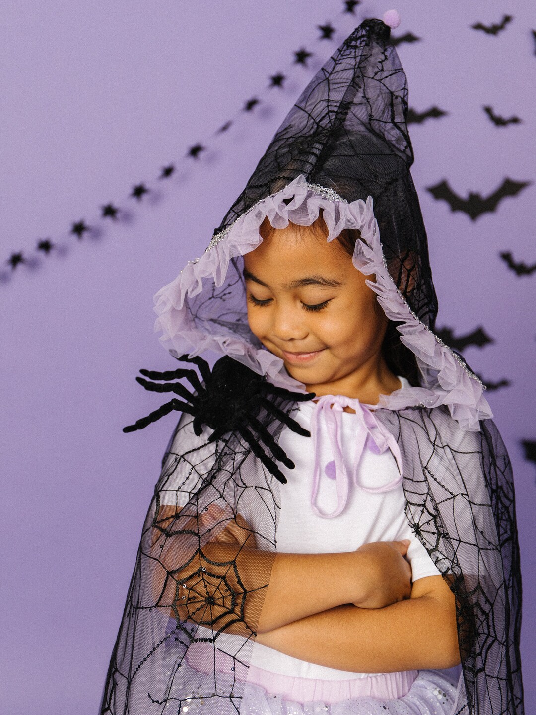 Sequin Spider Web Cape, Kids Halloween Costume, Witch Costume, Wizard ...