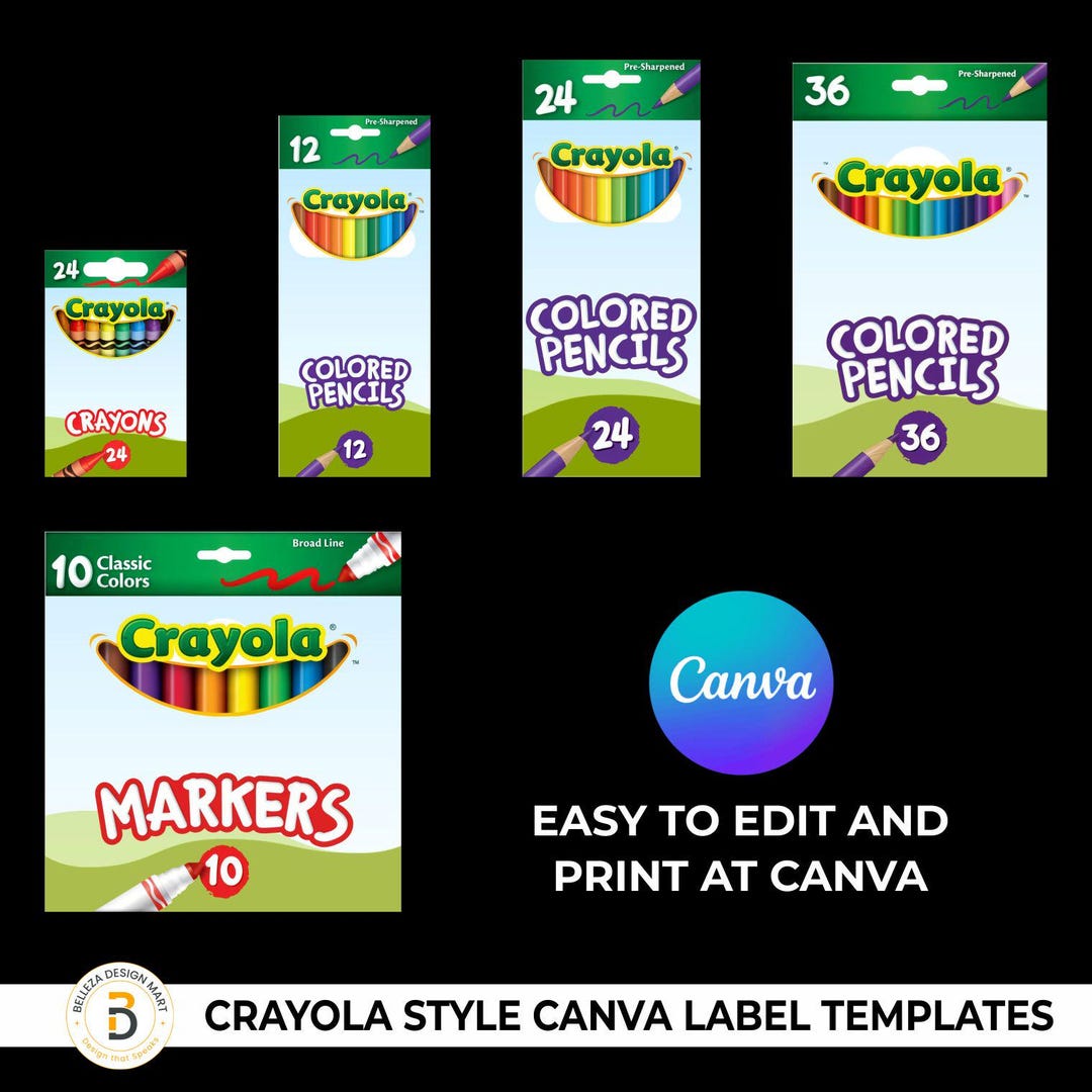 Crayon & Colored Pencil Box Templates: Back to School Canva Designs ...