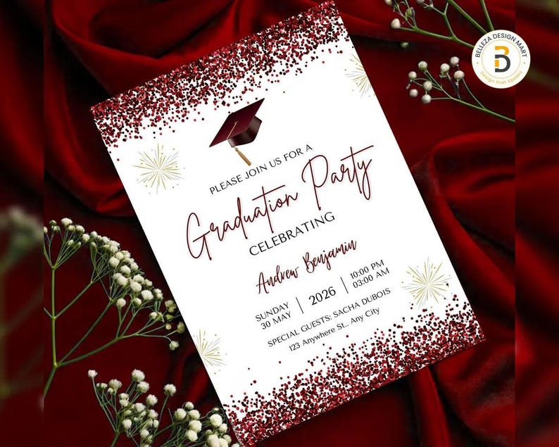 Maroon Graduation Party Invitation: Class of 2026 (digital Download) - Etsy