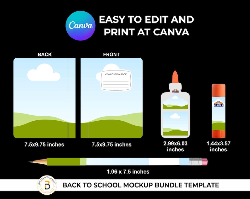 Editable Back to School Label Templates: Canva Designs (digital ...