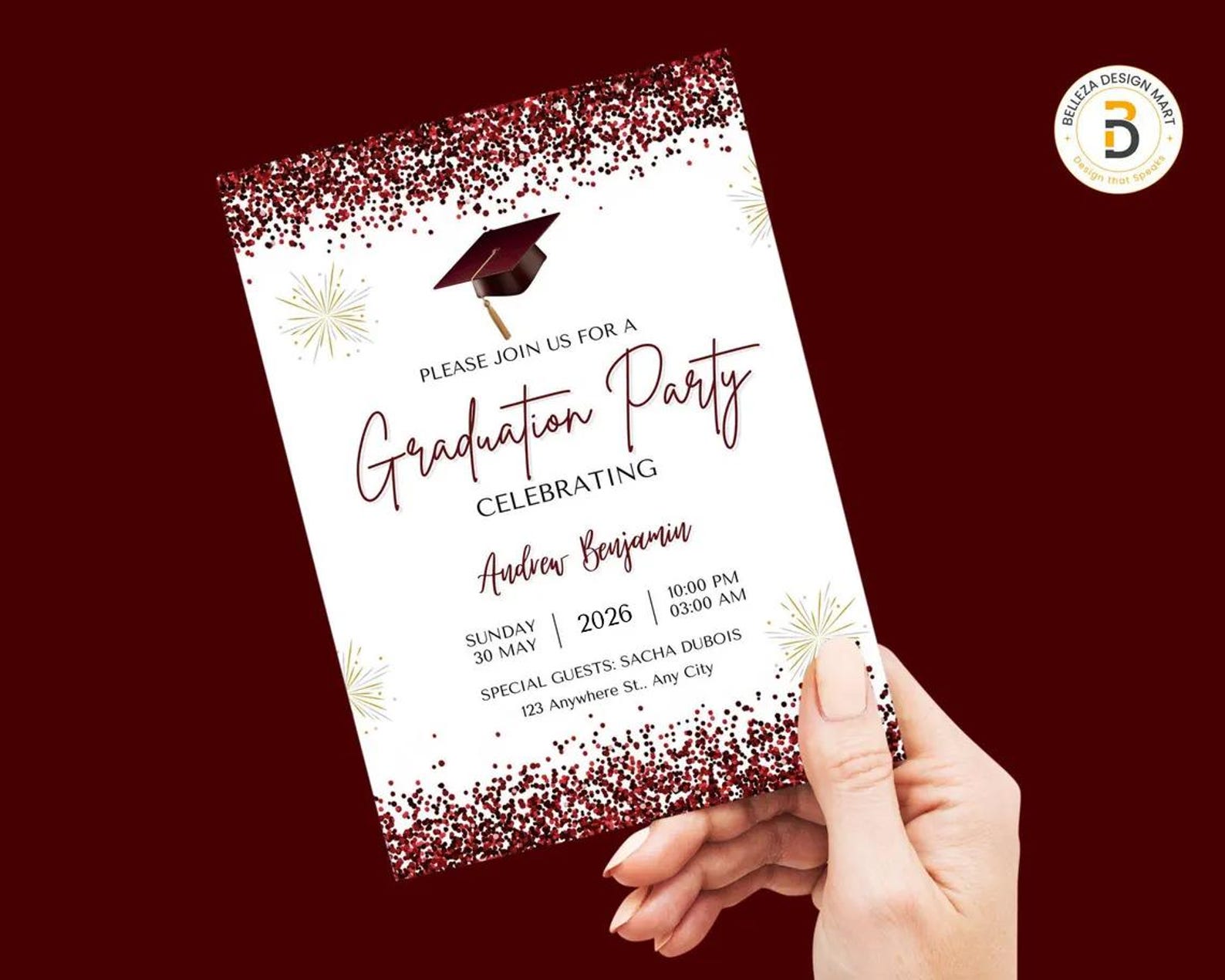 Maroon Graduation Party Invitation: Class of 2026 (digital Download) - Etsy