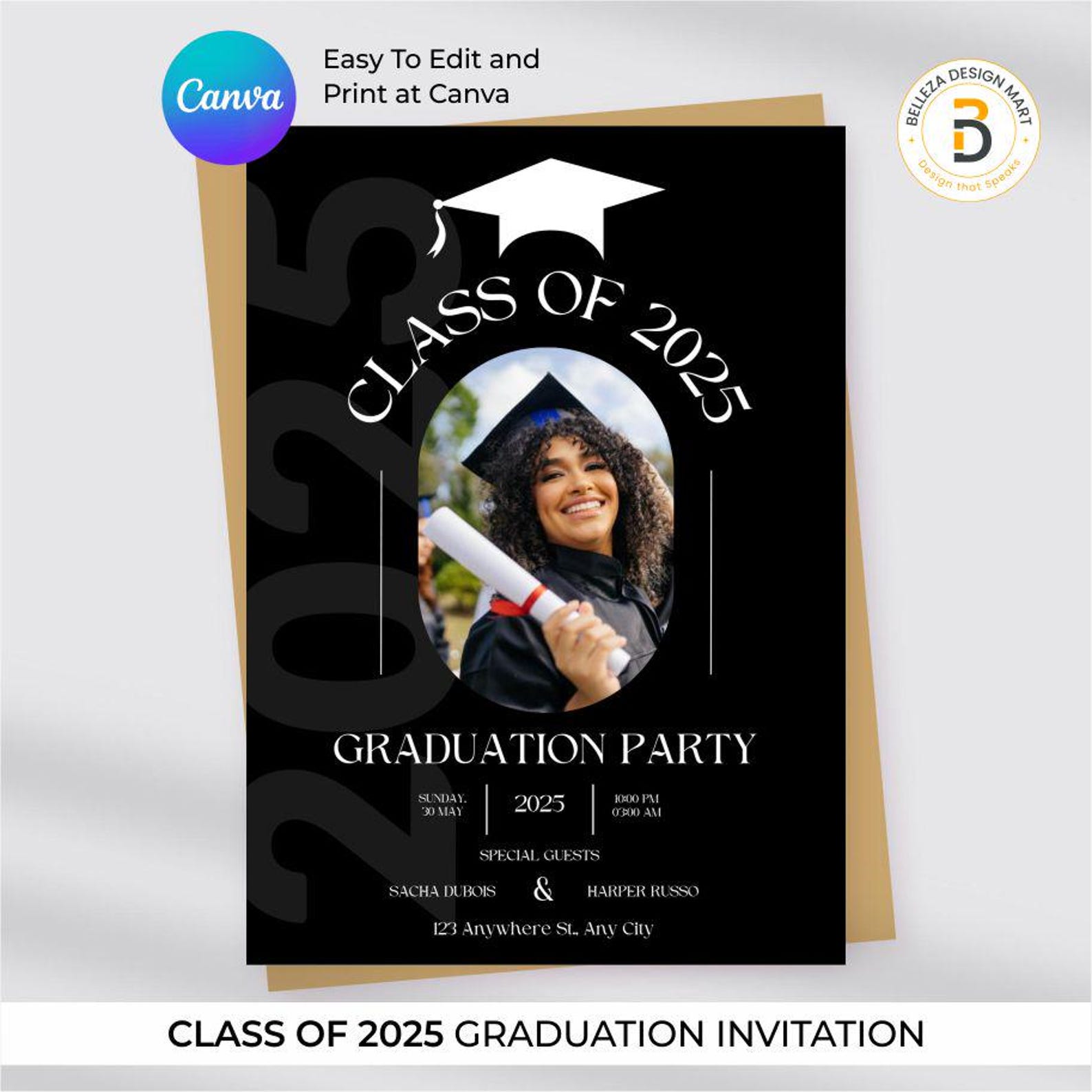 Class of 2025 Graduation Invitation: Editable Canva Template (digital ...