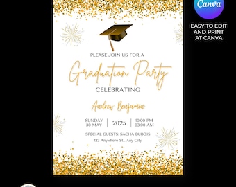Graduation Party Invitation, Class of 2025 Invite, Purple Graduation ...