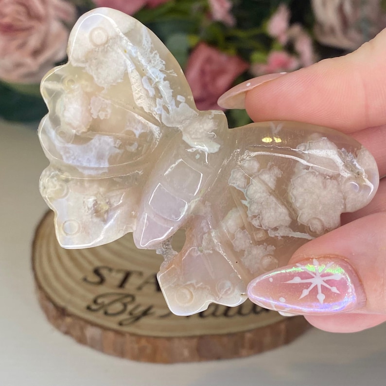 Flower Agate Butterfly / Moth Carving – Polished Natural Stone - Etsy UK