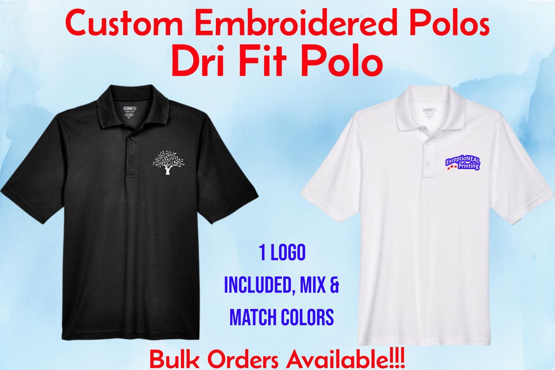 Custom Polo W/ Embroidery, Custom Embroidered Polo, Personalized Polo ...