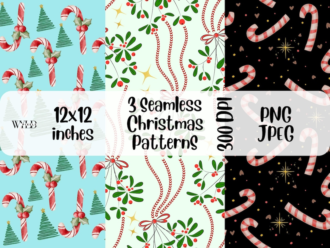 Christmas Holiday Seamless Digital Repeat Pattern Bundle for Commercial ...