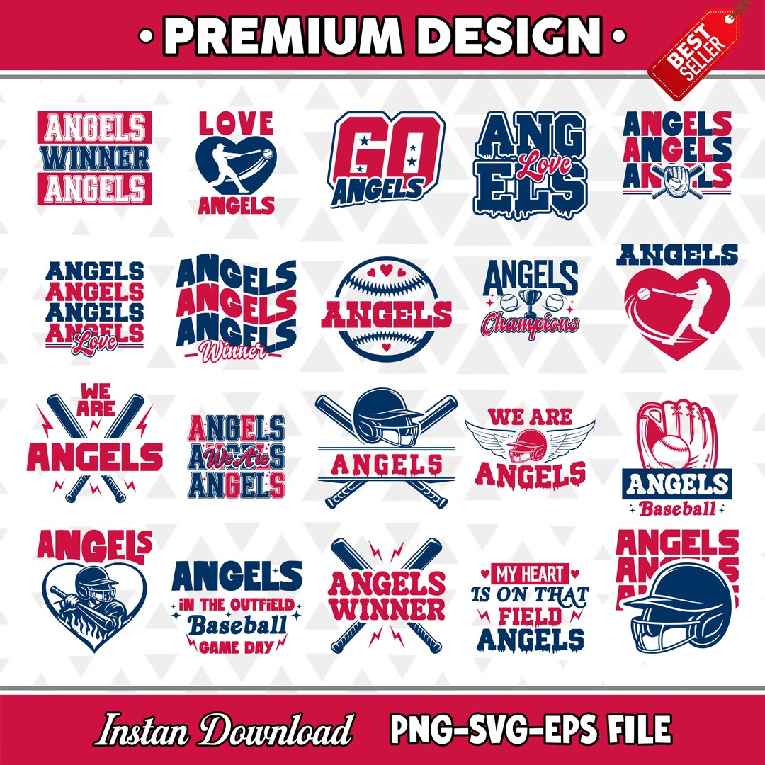 Angels Baseball SVG PNG Bundle, Sports Cutfile Cricut (digital Download ...