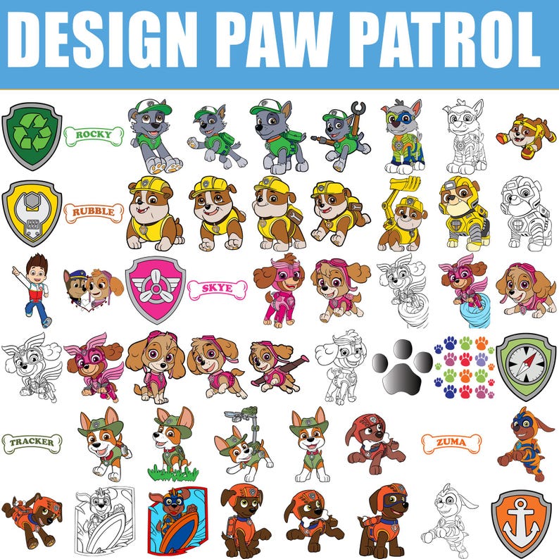 750+ Paw Patrol SVG PNG DXF Bundle, Kids Birthday Designs, Cricut ...