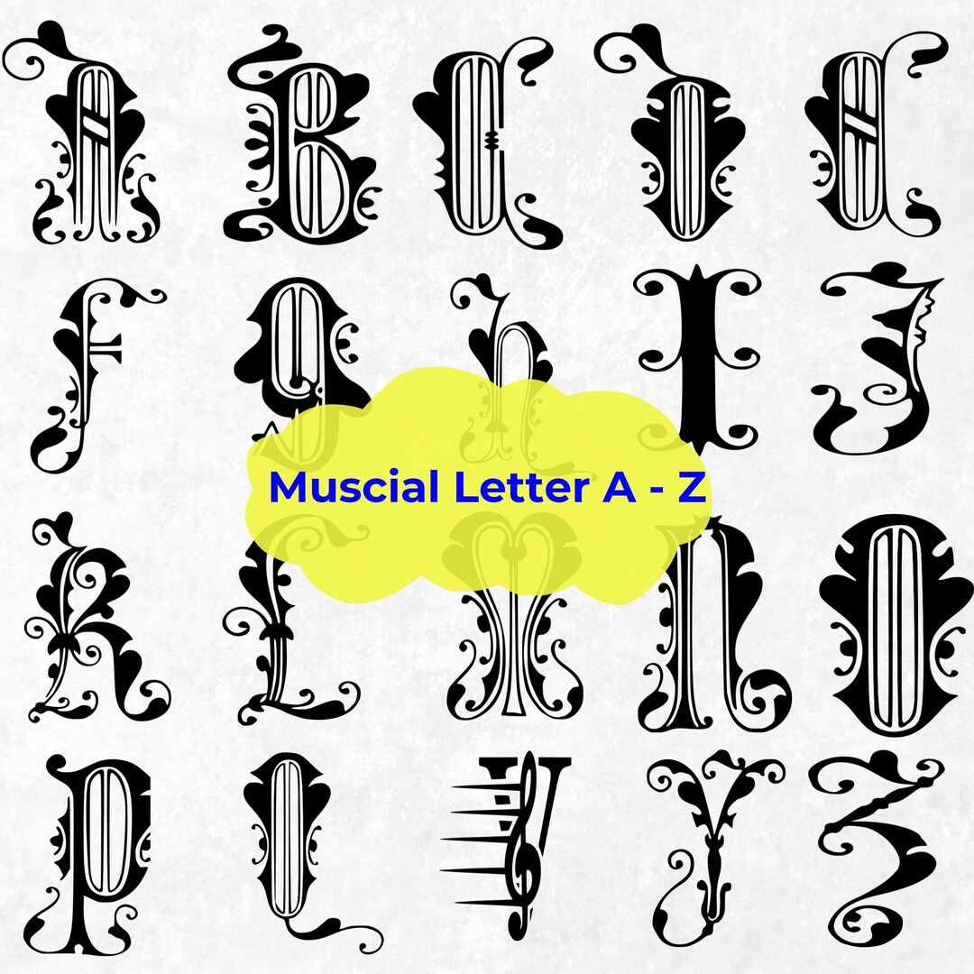 Musical Letters Clipart Set – Alphabet With Music Notes & Symbols ...