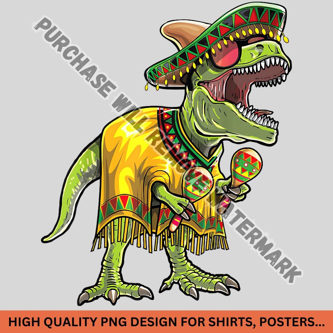 T-rex Dinosaur Fiesta Lover PNG | Cinco De Mayo Sombrero Poncho ...