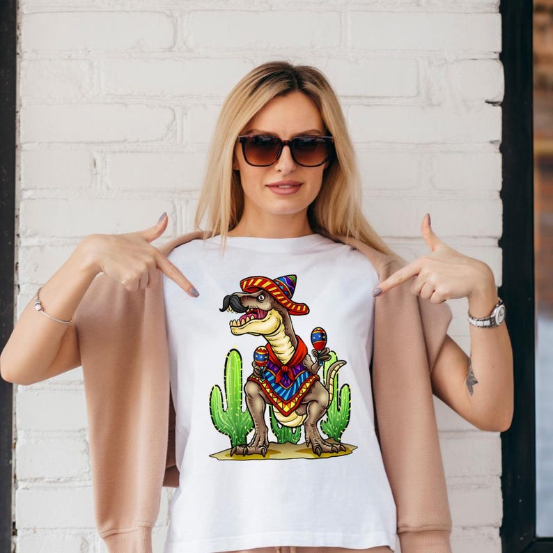 T-rex Dinosaur Fiesta Lover PNG | Cinco De Mayo Sombrero Poncho ...