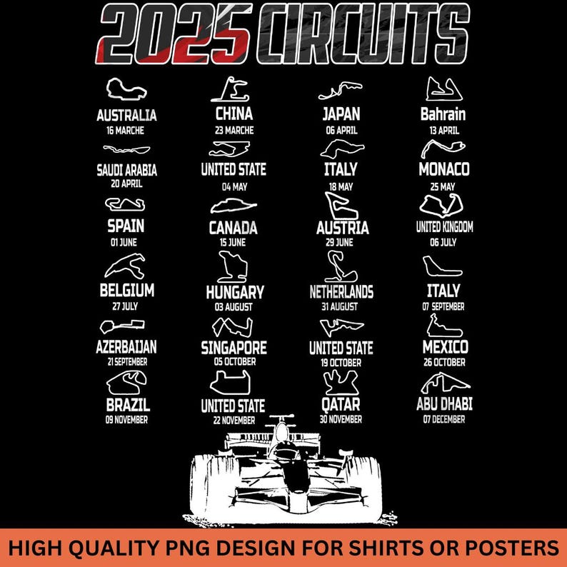 2025 Formula Racing Circuits PNG | 2025 Calendar Retro Motorsport Track ...