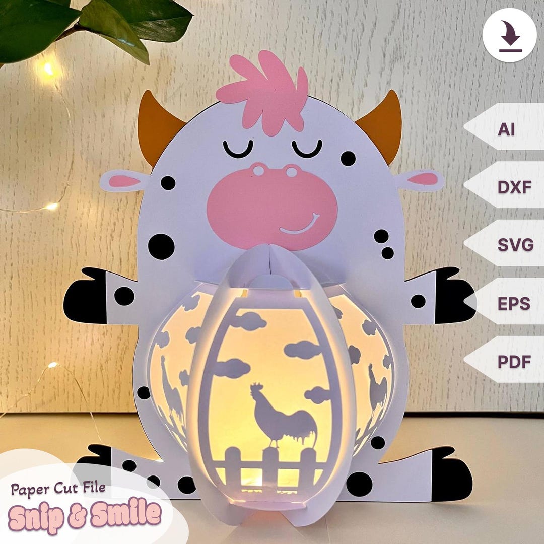 Cow Paper Cut Lantern SVG - 3D Shadow Box SVG & DIY Cricut Project - Etsy