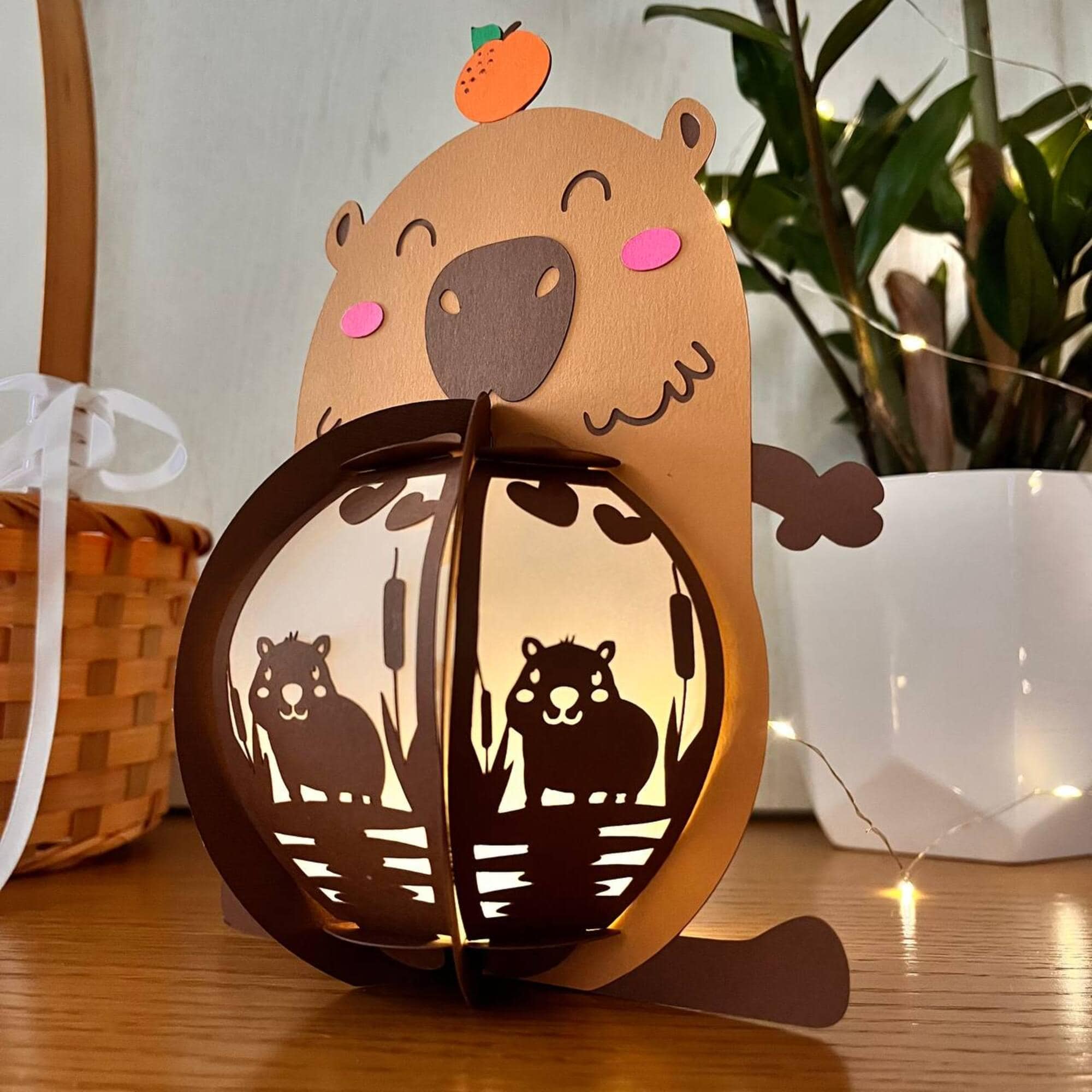 Capybara Paper Cut Lantern SVG - DIY Kit & Cricut Project, Shadow Box ...