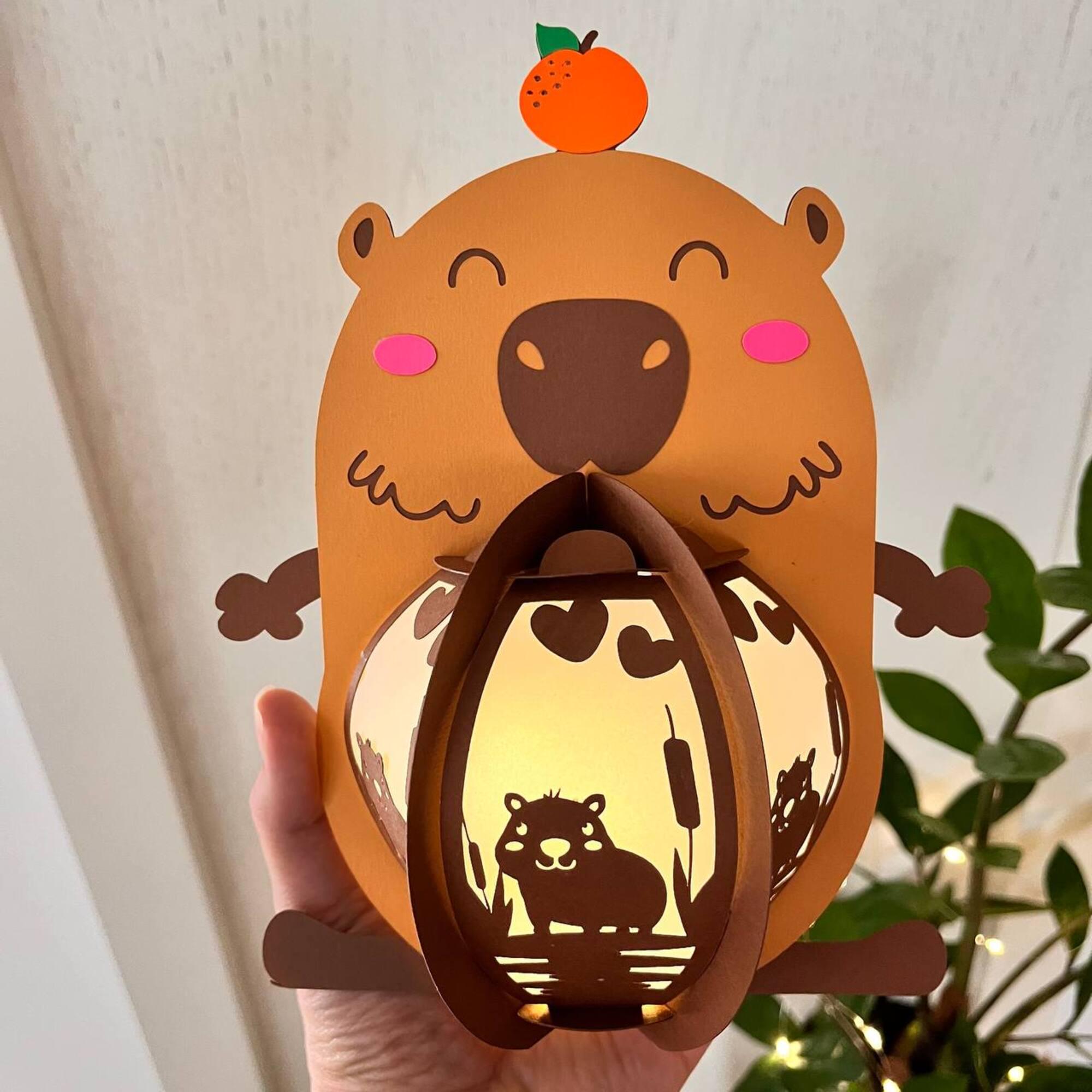 Capybara Paper Cut Lantern SVG - DIY Kit & Cricut Project, Shadow Box ...