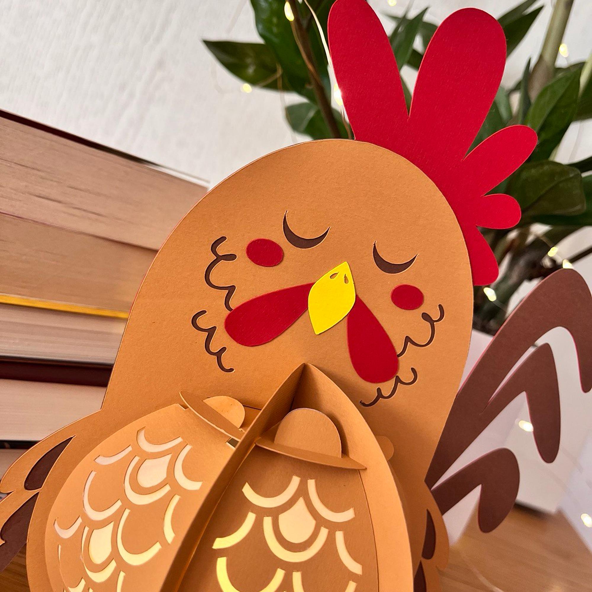 Rooster Paper Cut Lamp SVG - DIY Kit & 3D Shadow Box SVG - Etsy