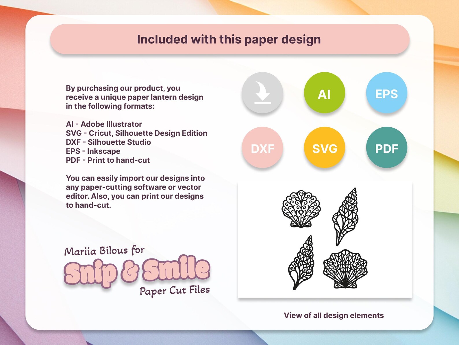 Shell SVG Bundle - Sea Clipart for Cricut & Silhouette, DXF Files, PDF ...