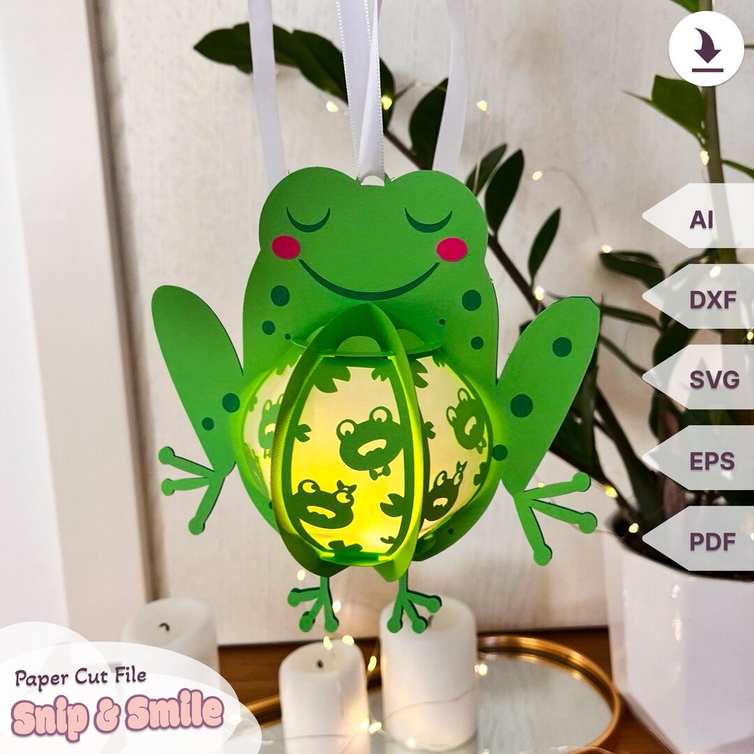 Frog Paper Lantern SVG – DIY Kit & Craft Template, Light Box, Cricut ...