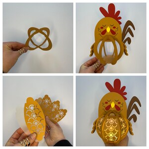 Rooster Paper Cut Lamp SVG - DIY Kit & 3D Shadow Box SVG - Etsy