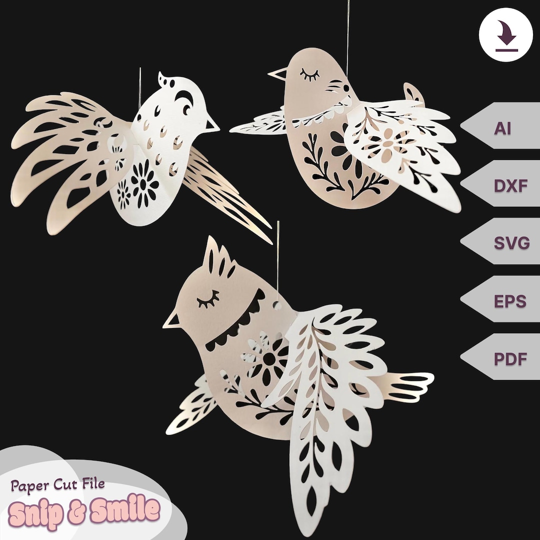 Paper Birds SVG Bundle, Birds Cut File for Cricut, DIY Paper Decor - Etsy