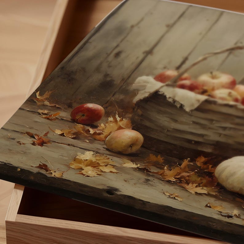 Autumn Harvest Wall Art | Basket of Apples With Pumpkins and Rustic ...