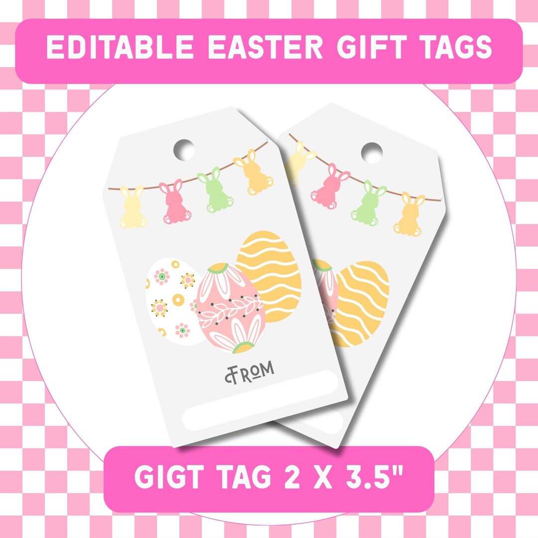 Editable Easter Gift Tags: Printable Basket Tag (2x3.5") - Etsy