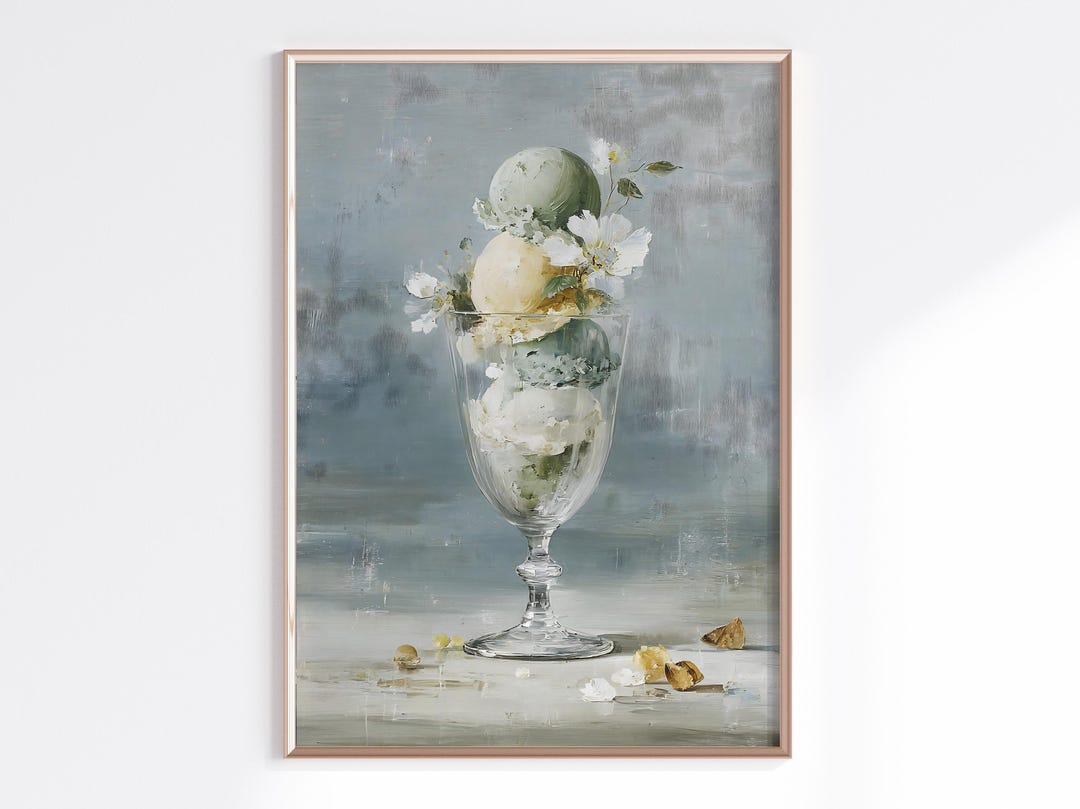 Vintage Ice Cream Still Life Print | Whimsical Food Art (digital ...