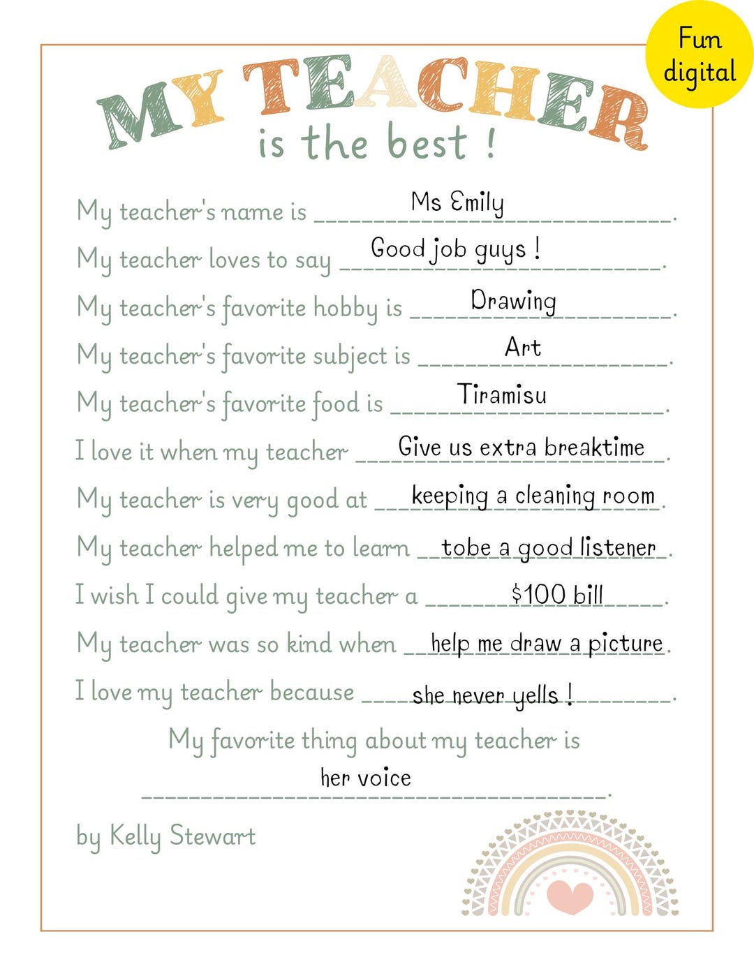 Personalized Teacher Appreciation Printable – Thank You Gift, End of ...